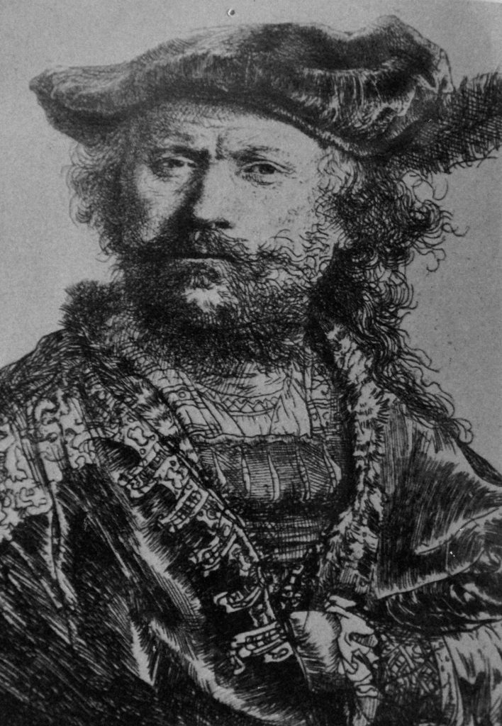 Dit zelfportret van Rembrandt is ontworpen naar één specifieke ets.